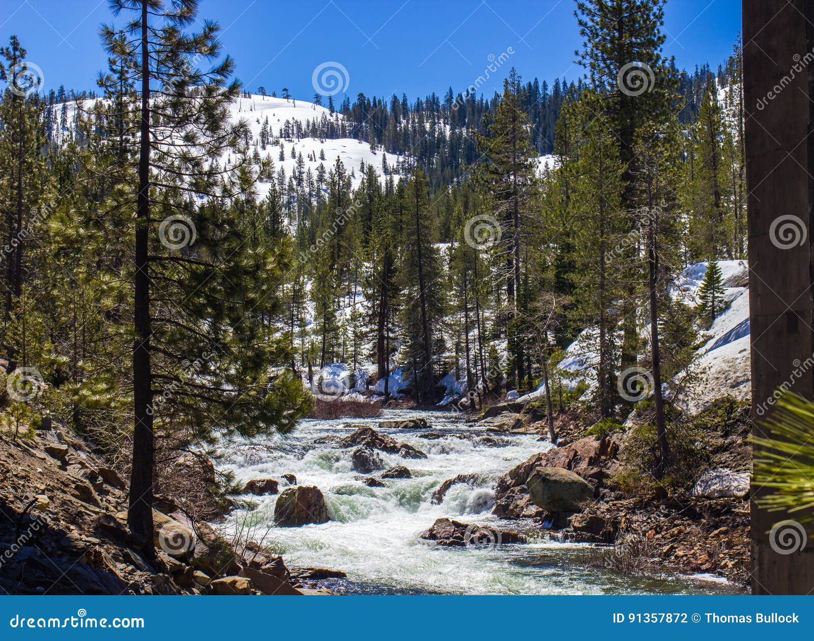 Mountain River Flowing with Snow Melt in Spring Stock Photo - Image of ...