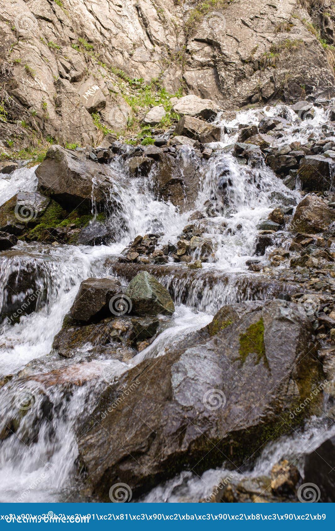Mountain River Flows Fast Over Rocks Close-up Stock Photo - Image of ...