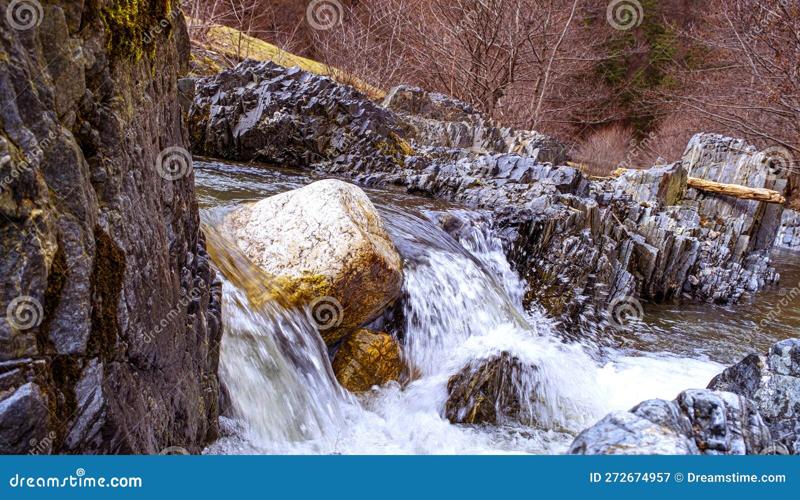 A Mountain River Flows between Rocks Stock Image - Image of spring ...