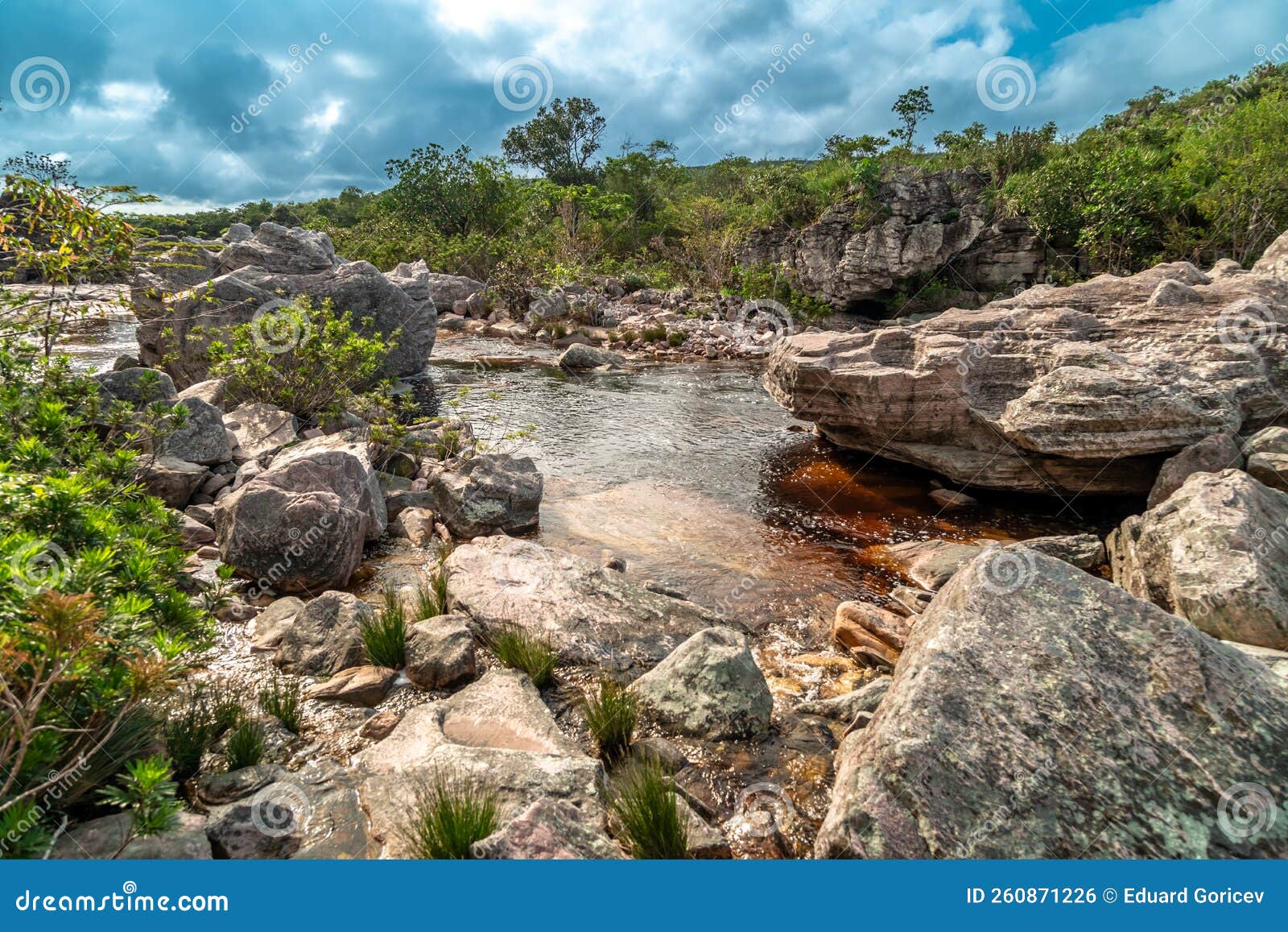 A Mountain River Flows through Rocks in South America Stock Photo ...