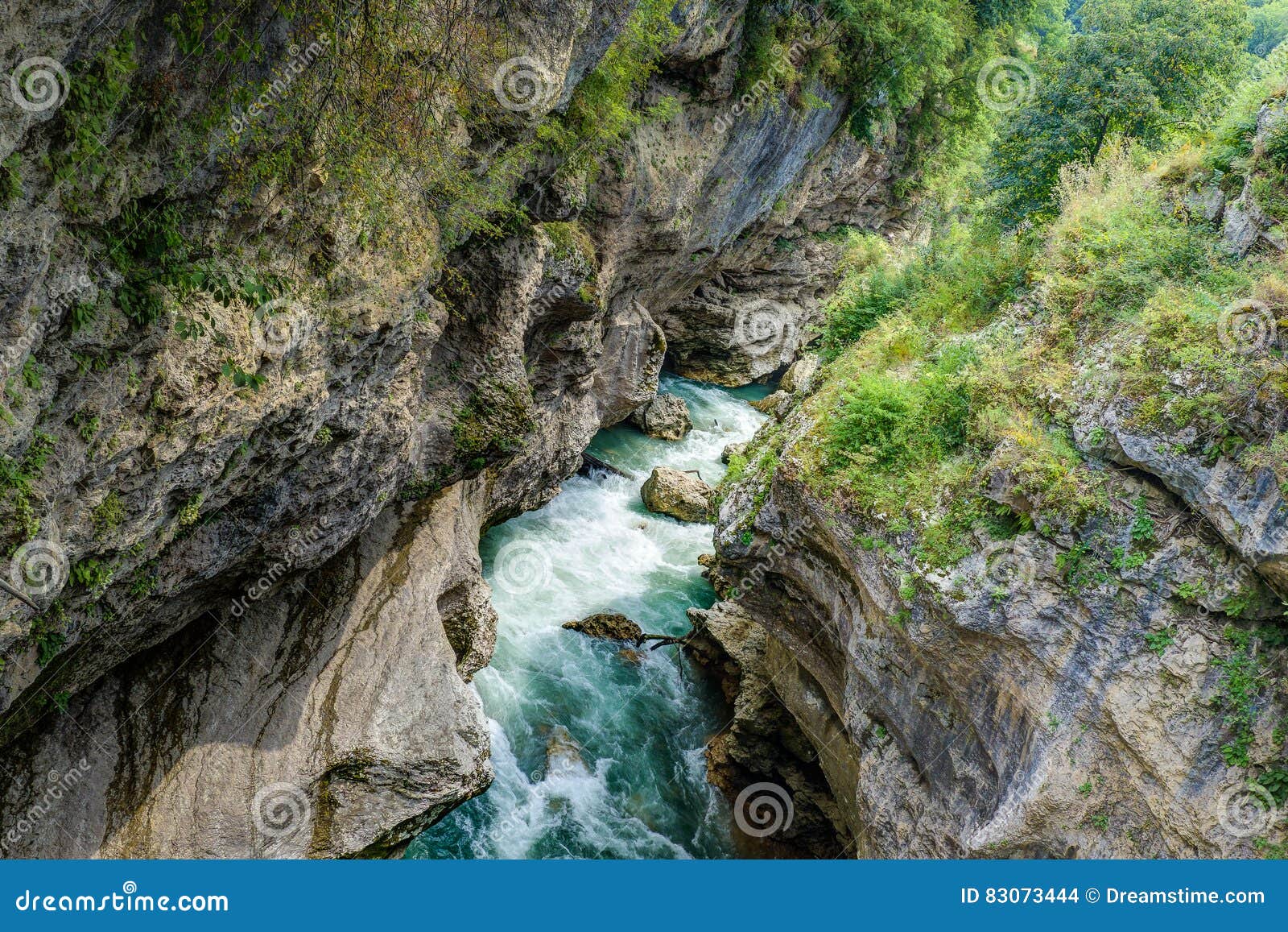 Mountain river in gorge stock photo. Image of rocky, adygea - 83073444