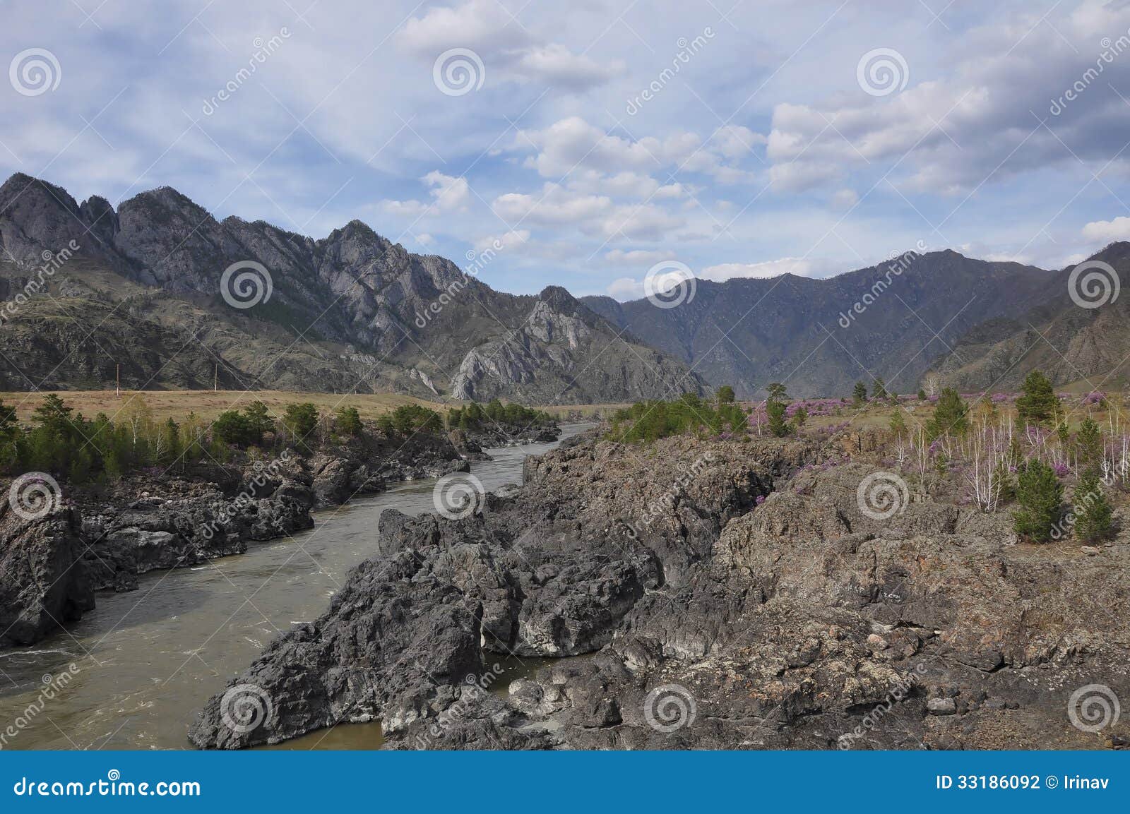 Mountain Landscape River Dark Cliffs Stock Photo - Image of corridor ...