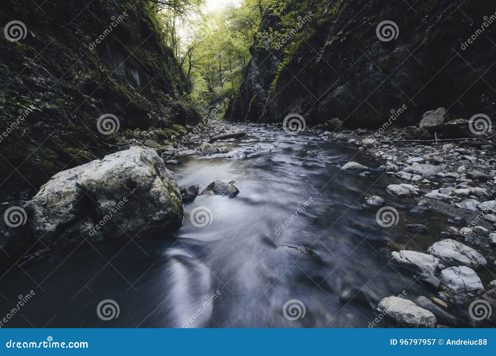 Mountain River Passing through Narrows Stock Image - Image of rain ...