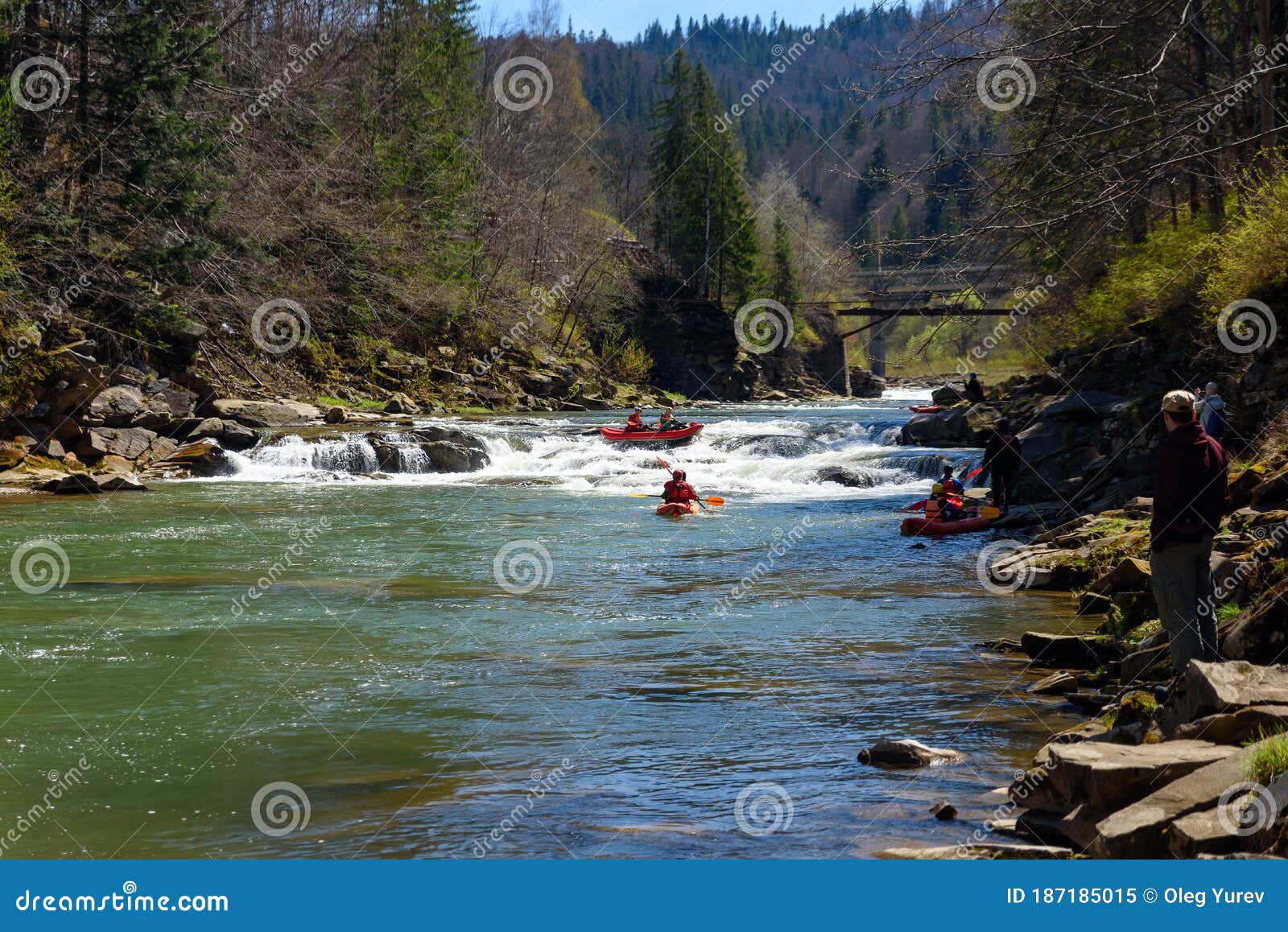 Mountain River Rafting Competition between Teams Editorial Image ...