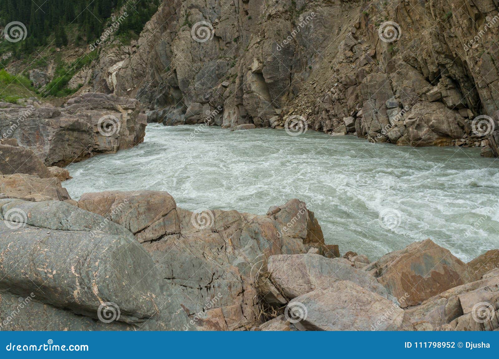 Mountain river and rocks stock photo. Image of beautiful - 111798952