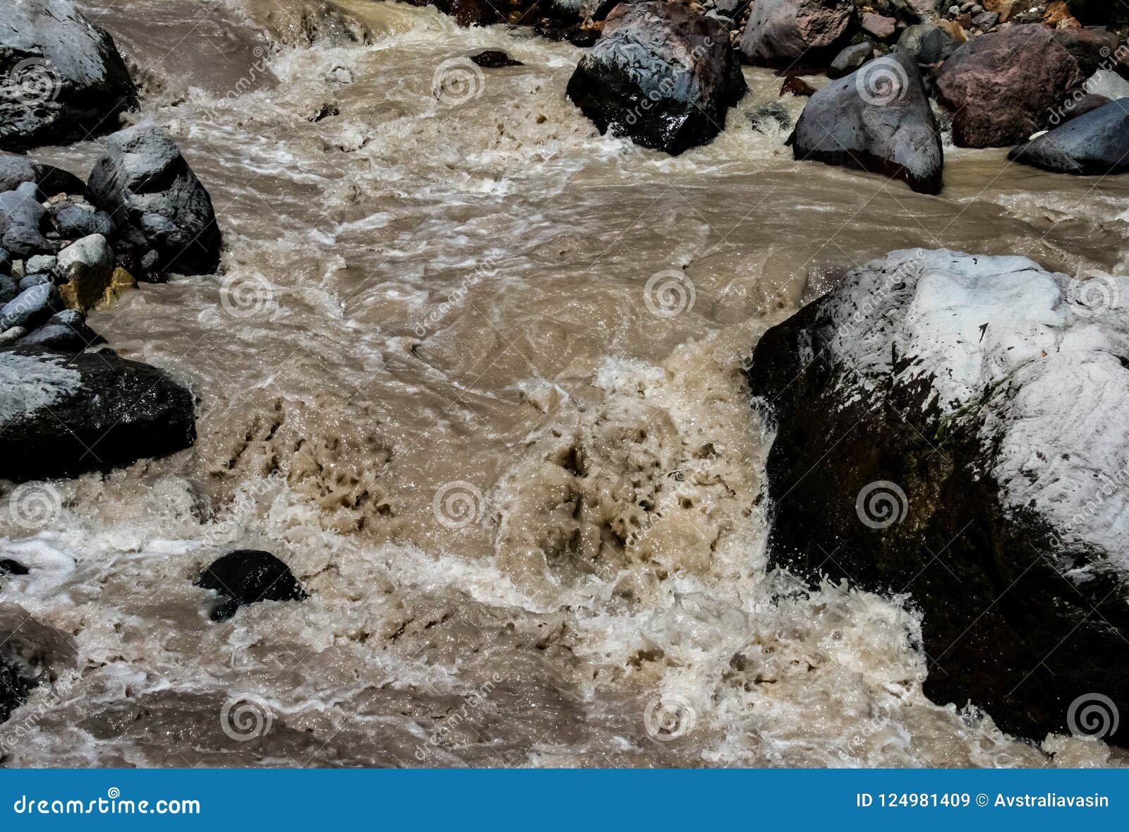 A Mountain River, a Rushing Stream of Water in the Mountains Stock ...