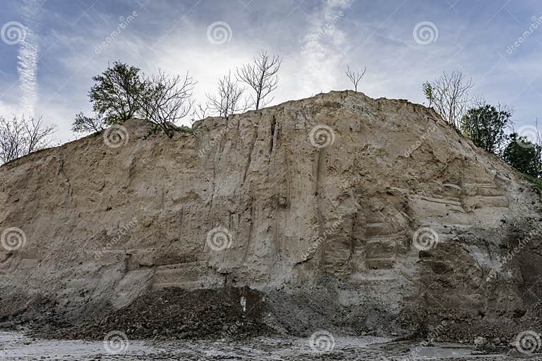 A Mountain of River Sand with the Scratch Marks of Mechanical Shovels ...