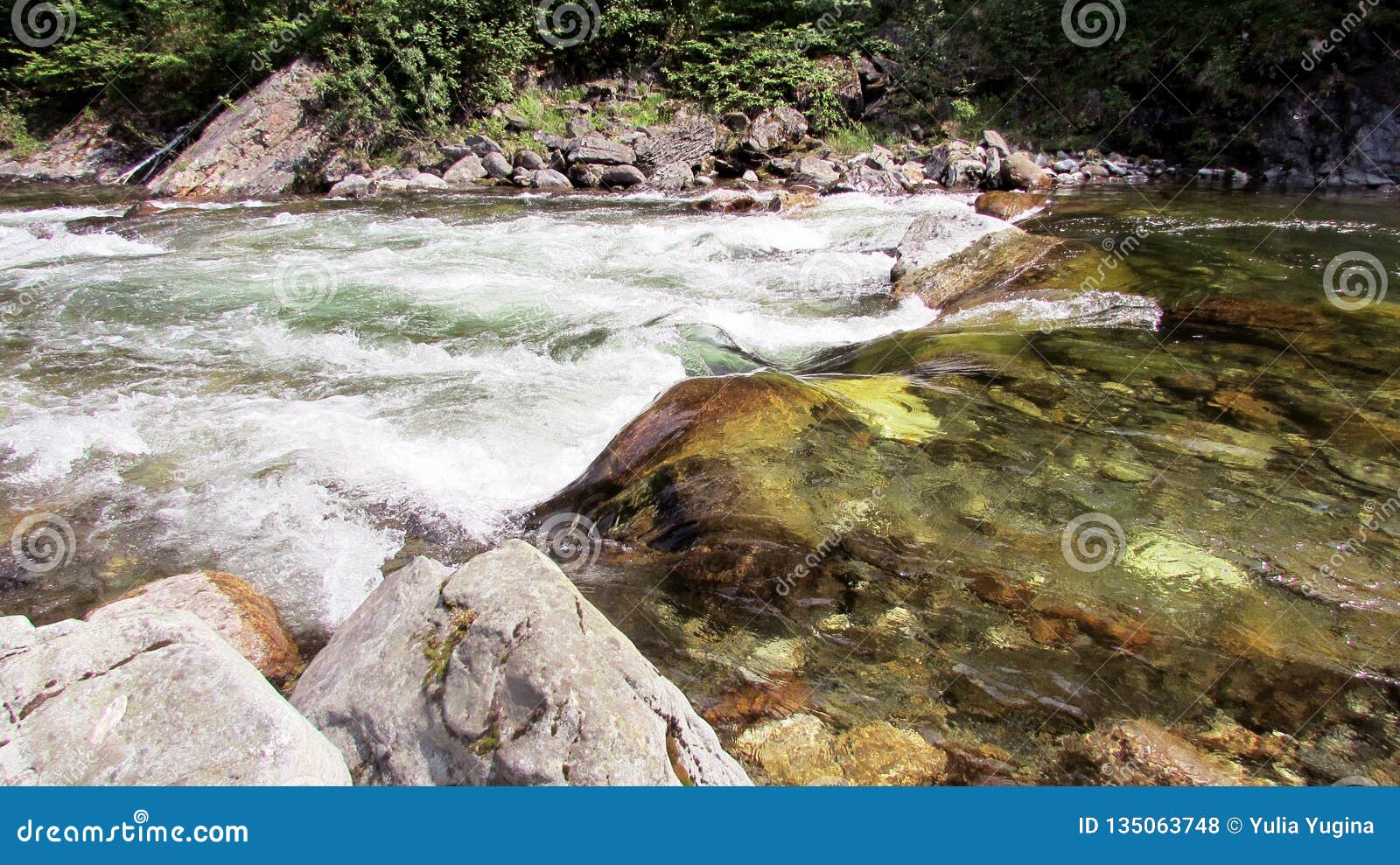 Mountain River with Scenic Threshold in the Forest. Stock Photo - Image ...