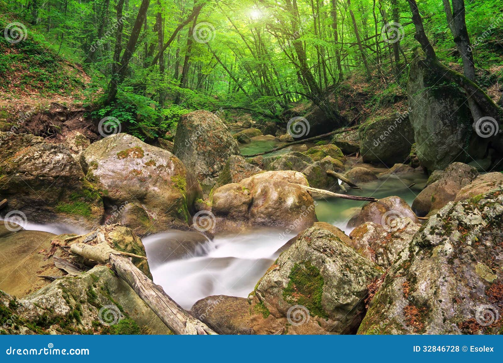 Mountain river in spring. stock photo. Image of nature - 32846728