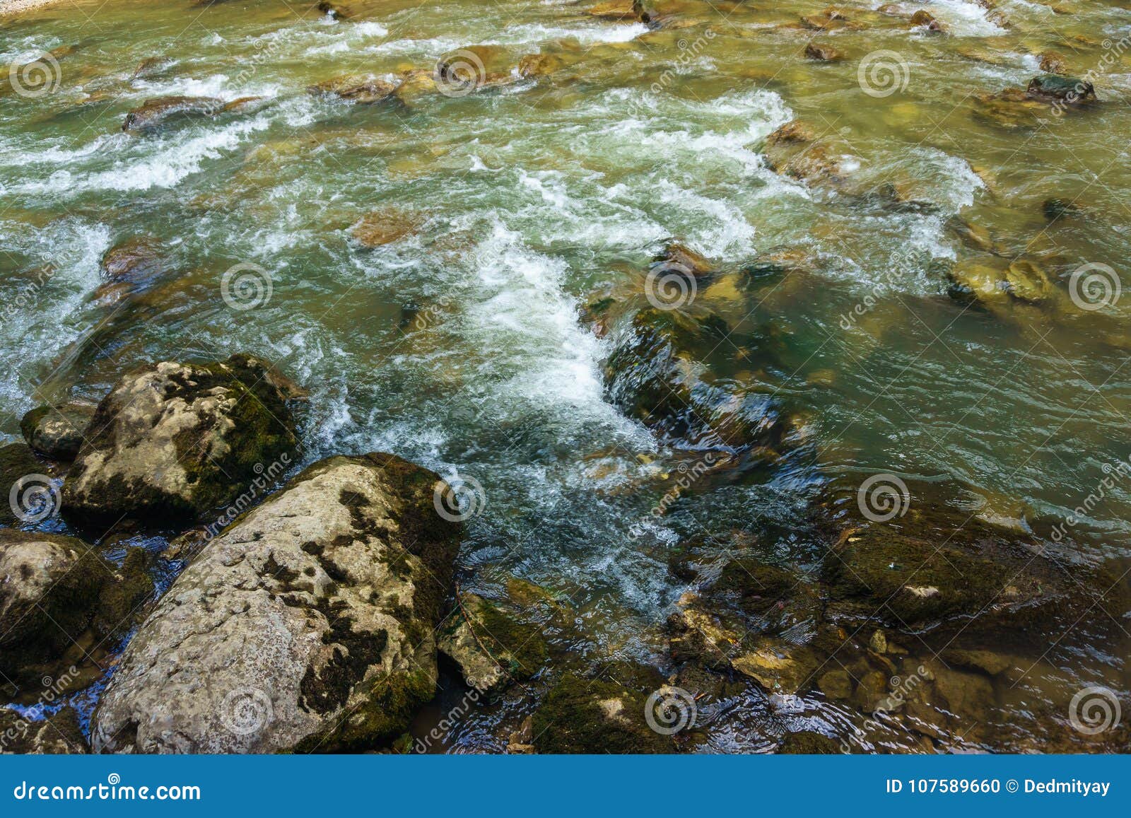 Mountain River, Stone Rocks with Flowing Water Stock Photo - Image of ...