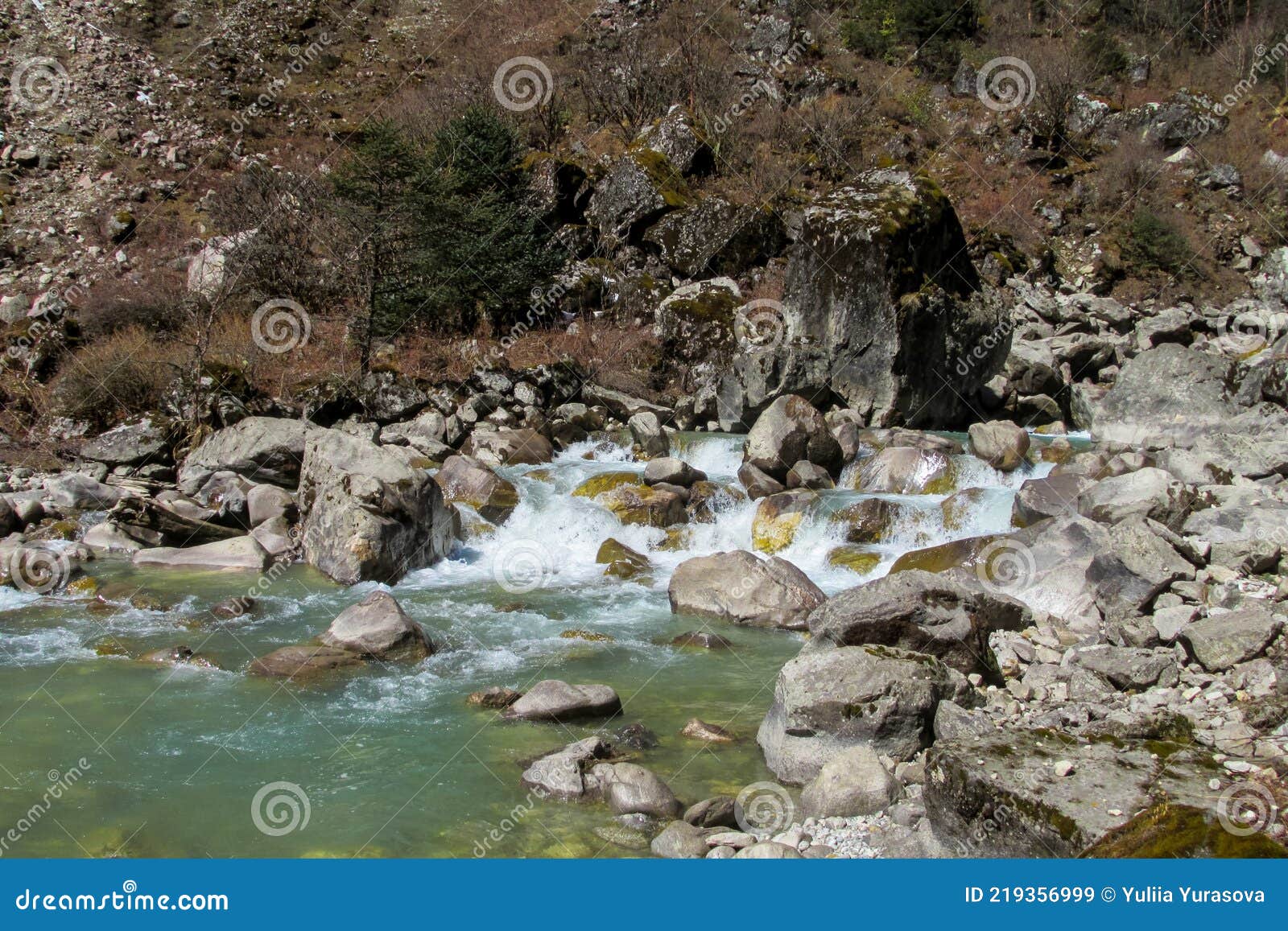 Mountain River Stream in a Canyon Gorge Stock Image - Image of hill ...
