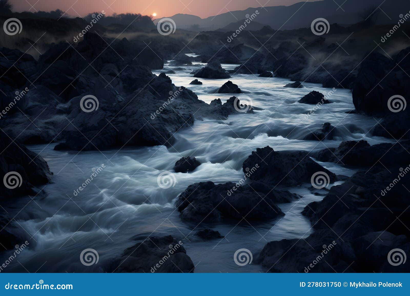 A Mountain River or Stream Raging in a Flash Flood. Neural Network AI ...