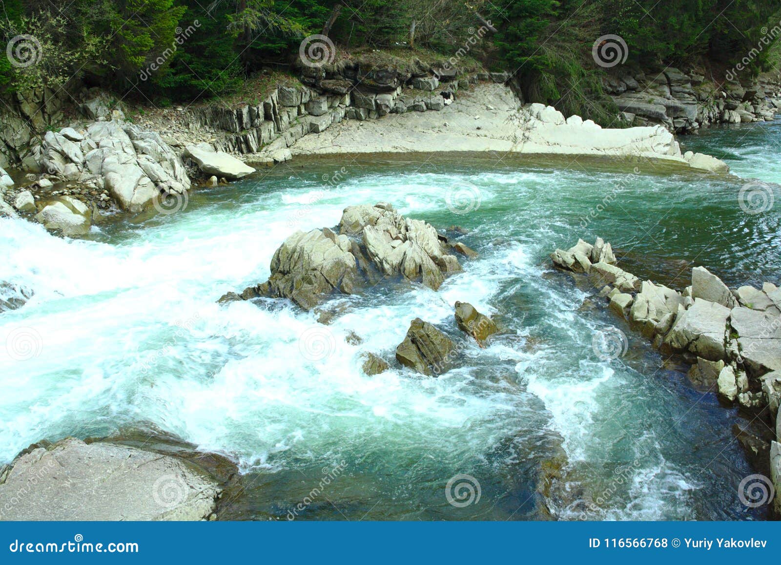 Mountain River, Summer Hiking Trails, River Rapids, Sharp Rocks Stock ...