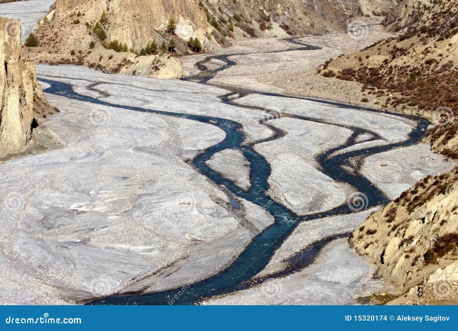 Mountain River with Tributary. Stock Photo - Image of nature, flowing ...