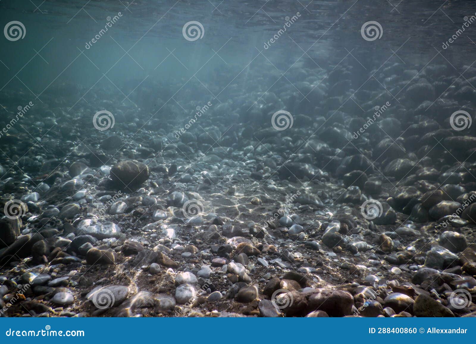 Mountain River Underwater Rocks on a Shallow Riverbed Stock Photo ...