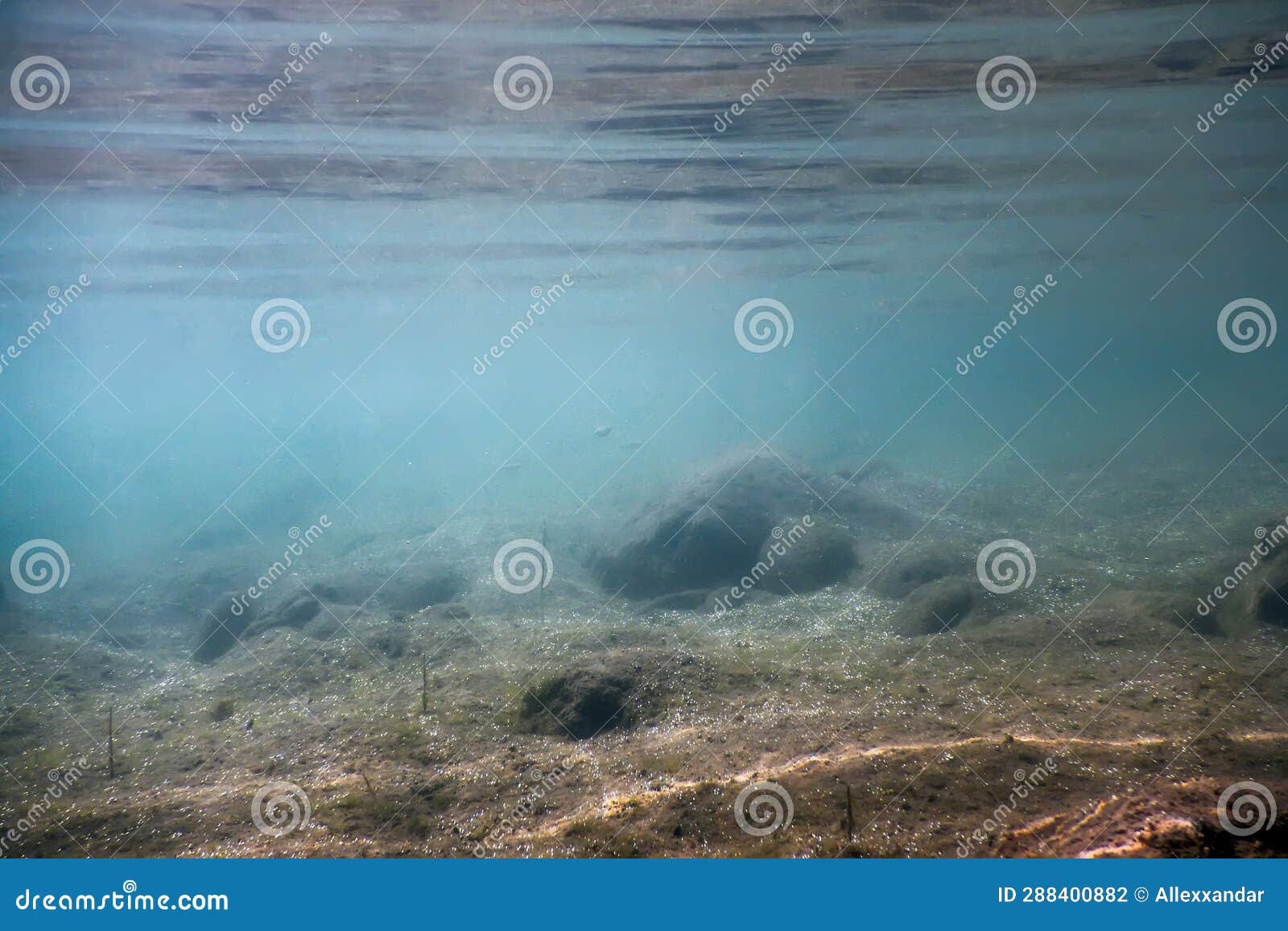 Mountain River Underwater Rocks on a Shallow Riverbed Stock Photo ...