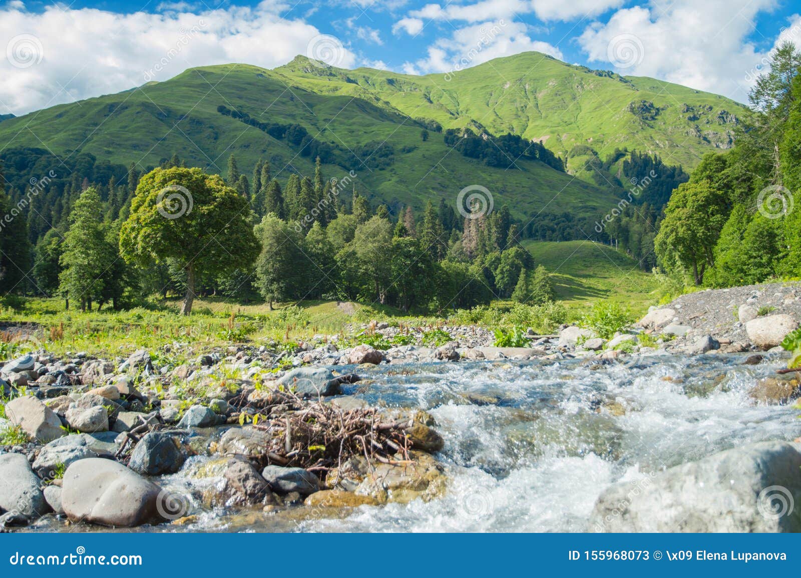 Mountain River Valley Landscape. Mountain Valley River Panorama ...