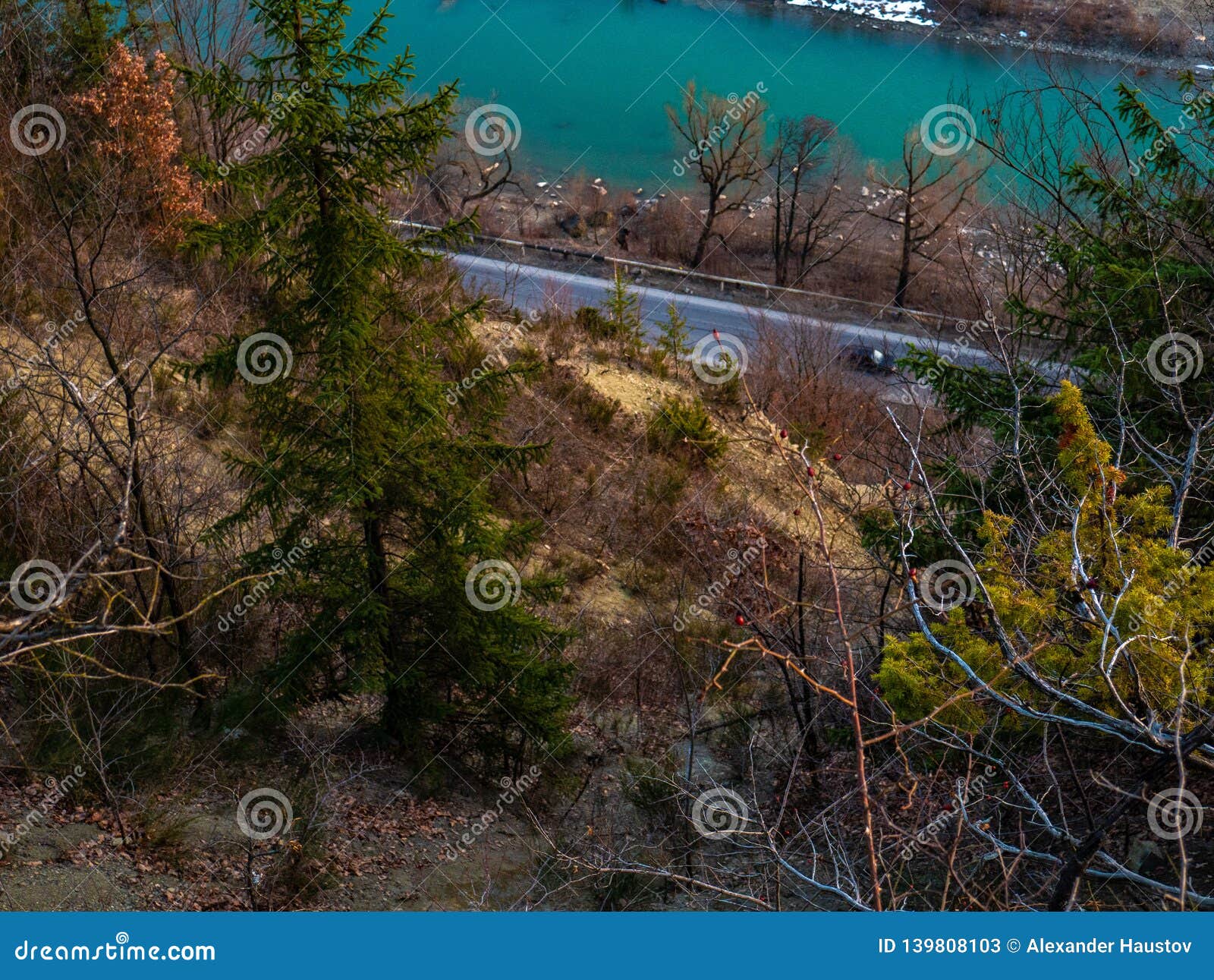 Mountain River Valley Landscape. View from the Cliff To the Mountains ...