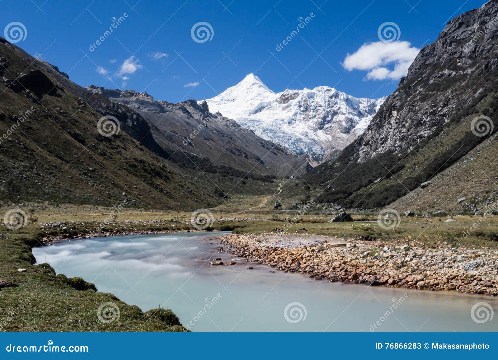 Mountain river and valley stock image. Image of huaraz - 76866283