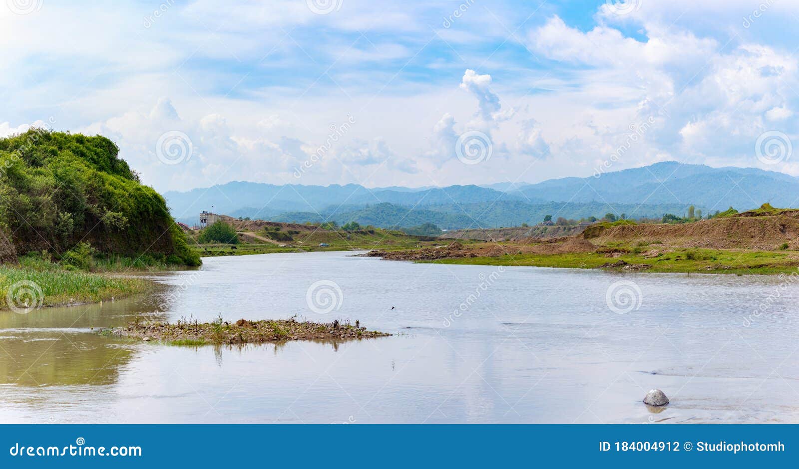 Mountain River Valley Panorama Landscape. Lankaran River, Mountain ...