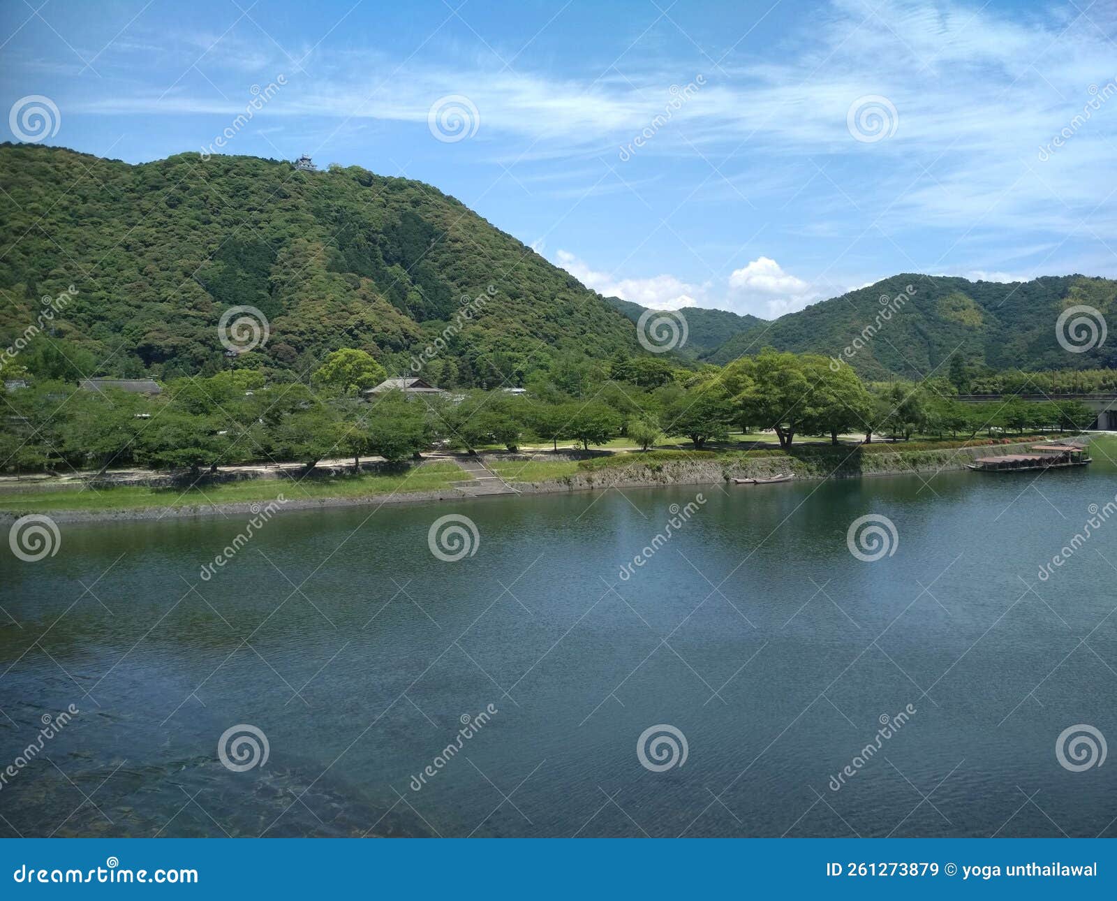 Mountain and River View from Kintai Bridge Japan Stock Image - Image of ...