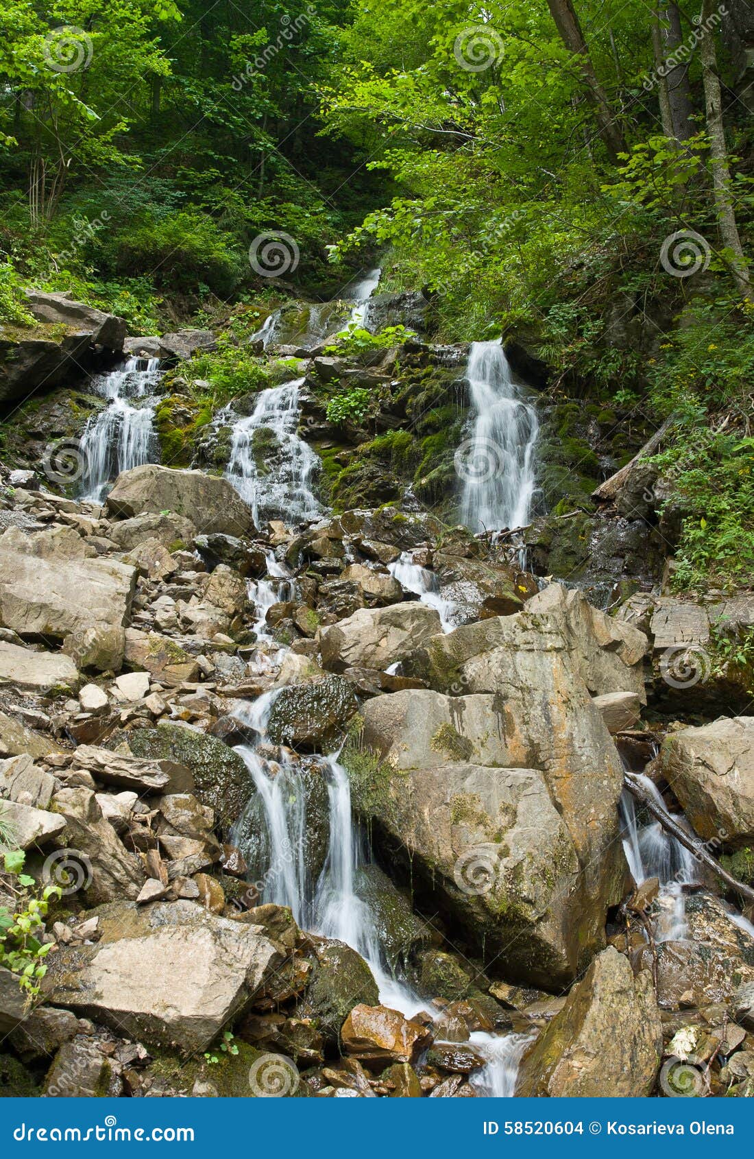 Mountain River Waterfall stock photo. Image of flowing - 58520604