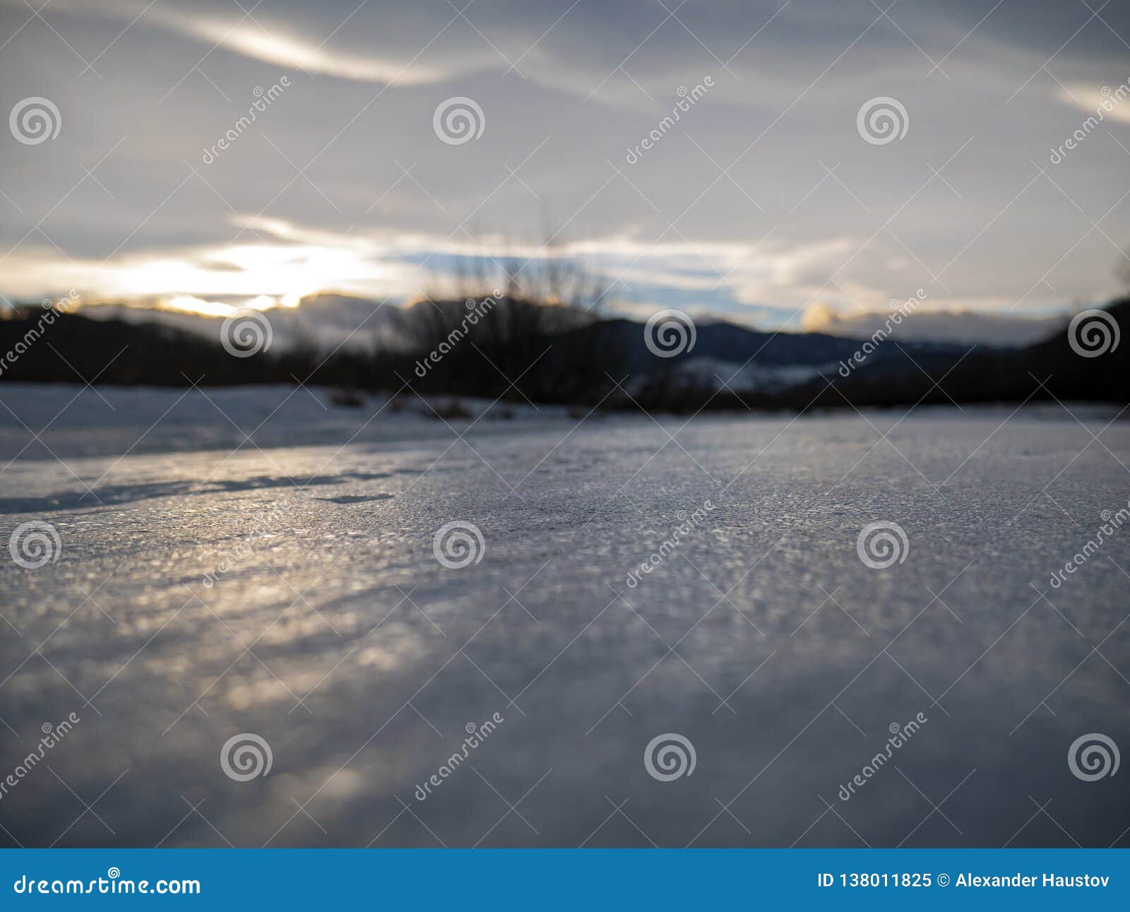 The Mountain River in the Winter at Sunset in Ukraine Stock Image ...