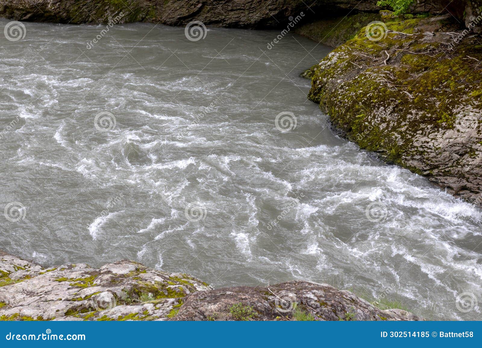 The Rapid Flow of a Mountain River , with a Fast Current in a Narrow ...