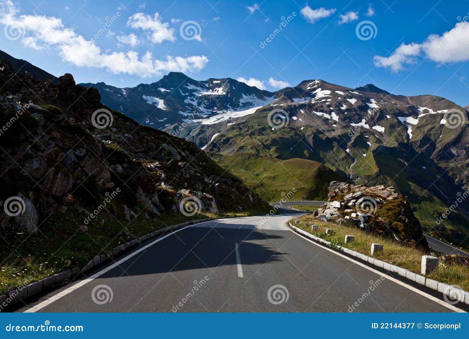 Mountain Road stock image. Image of peaks, alps, clouds - 22144377