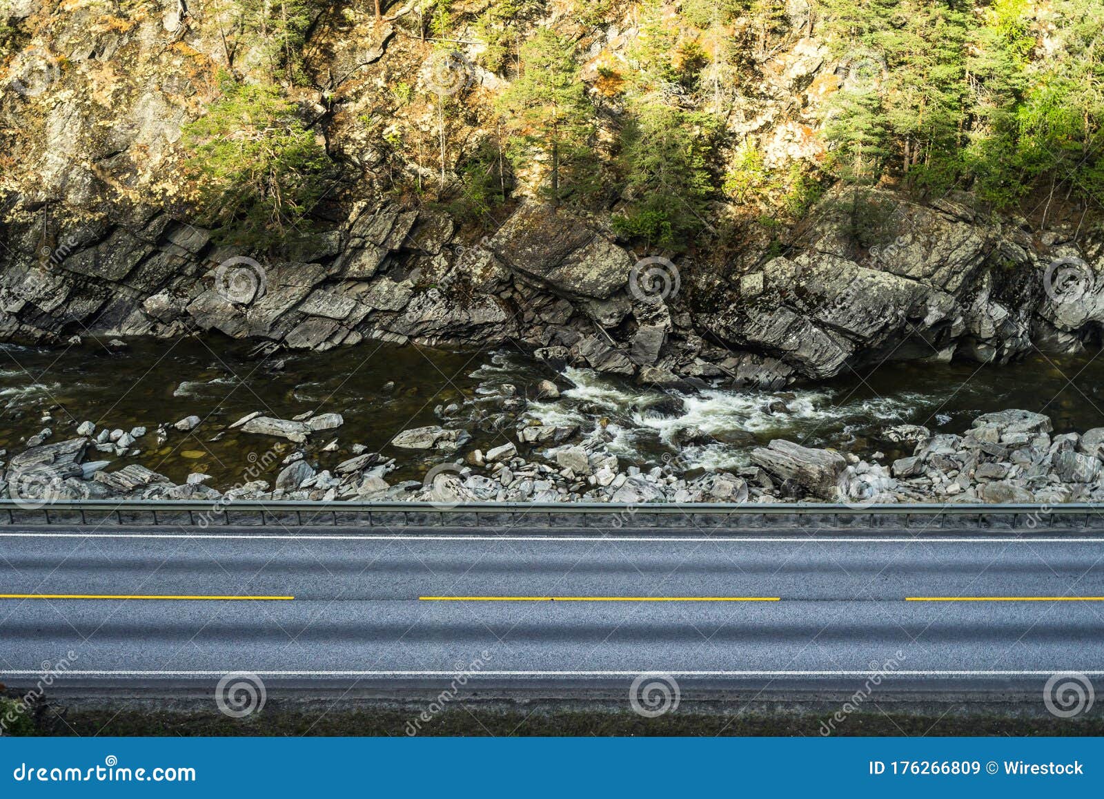 Mountain Road Along a River Oppland in the County, Norway Stock Image ...