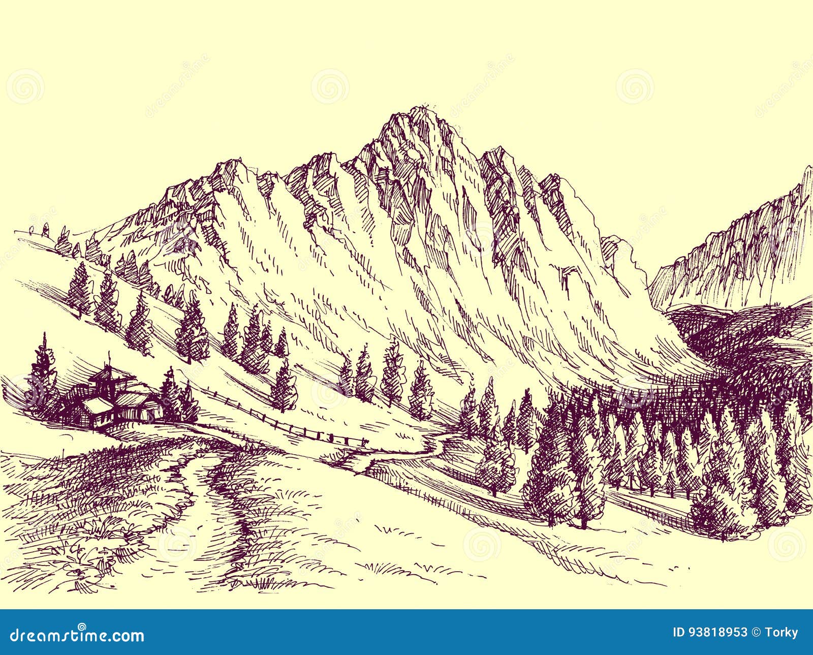 Mountain road stock vector. Illustration of footpath - 93818953 Mountain road stock vector. Illustration of footpath - 93818953
