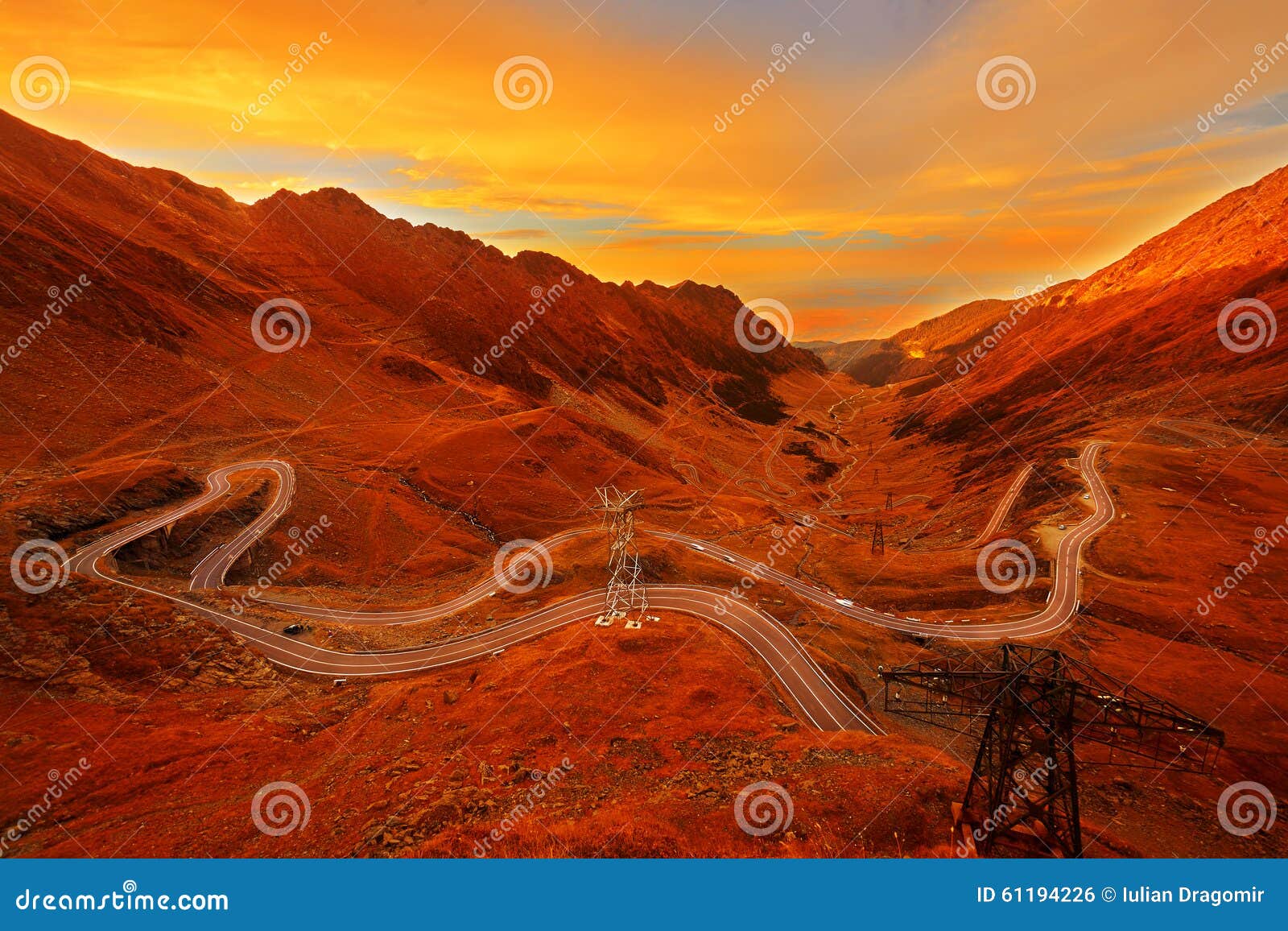 Mountain Road in Autumn Sunset Stock Photo - Image of winding, sunset ...