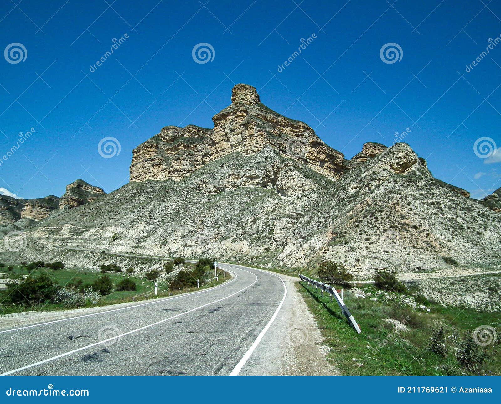 Mountain Road in Deep Canyon between Two Cliffs Under Blue Sky Stock ...