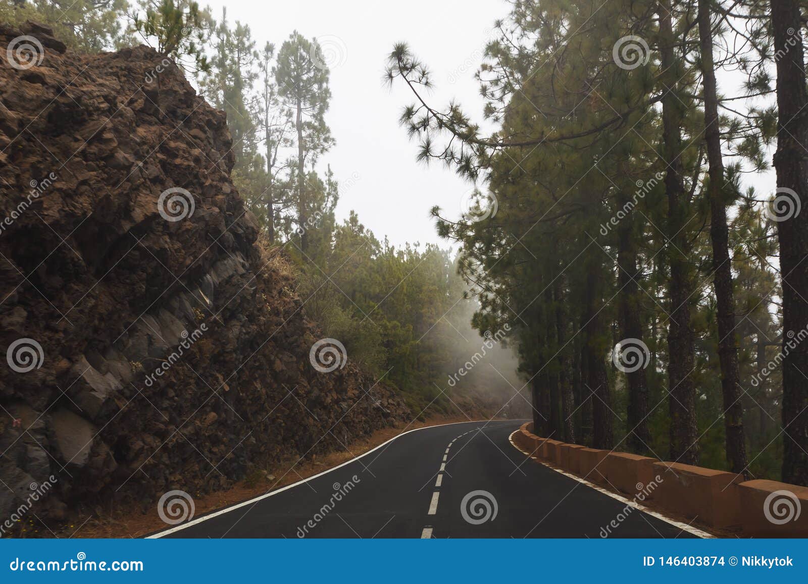 Mountain Road with Mist Clouds Stock Photo - Image of peak, poor: 146403874