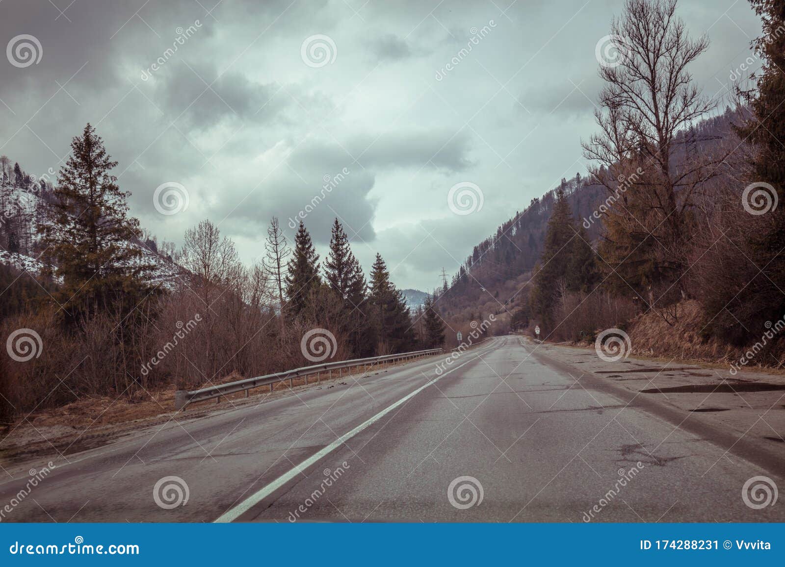Mountain Road, Dramatic Light Stock Image - Image of landscape, spring ...