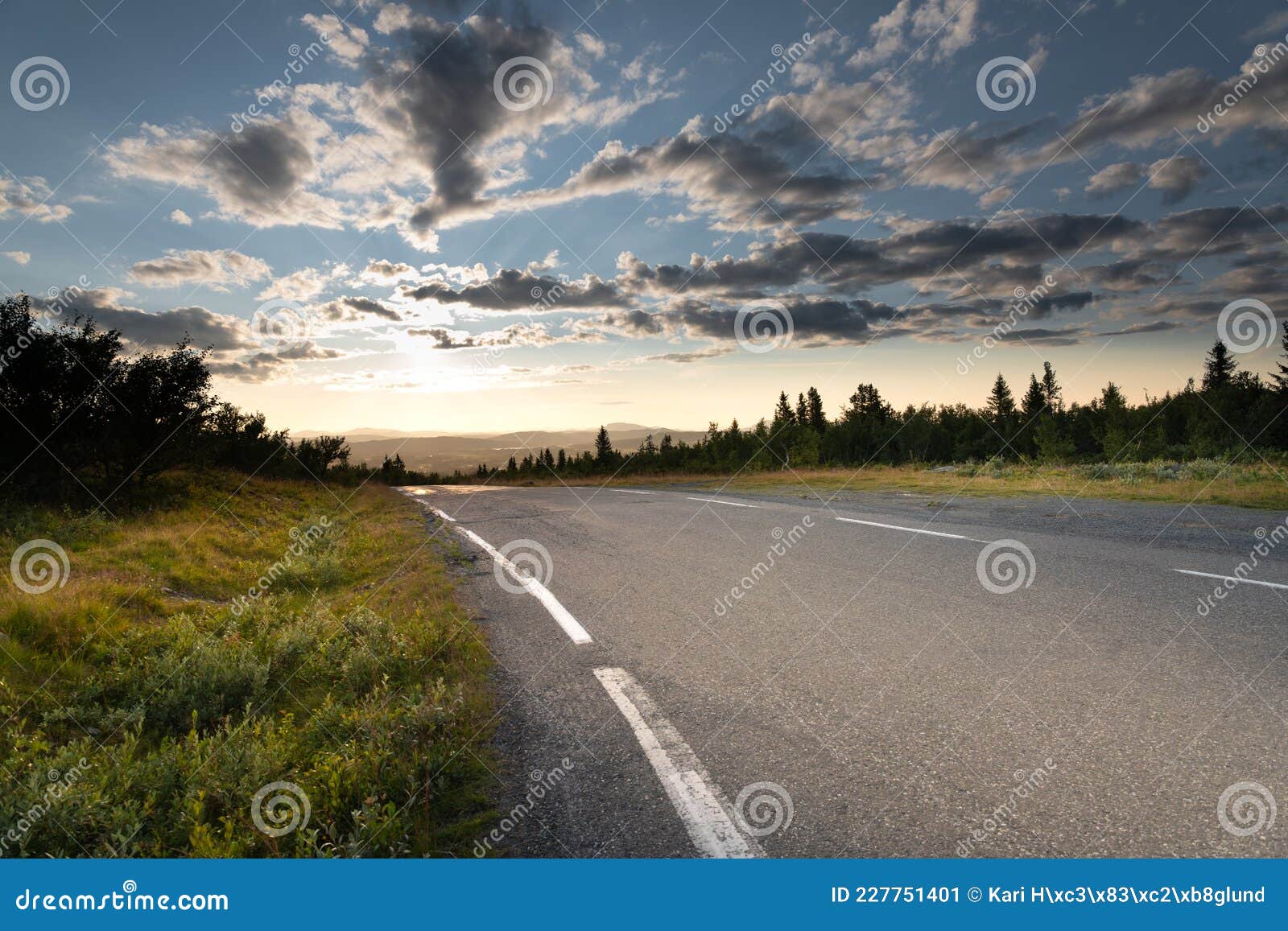 Mountain Road Driving into the Sunset Stock Image - Image of freeway ...