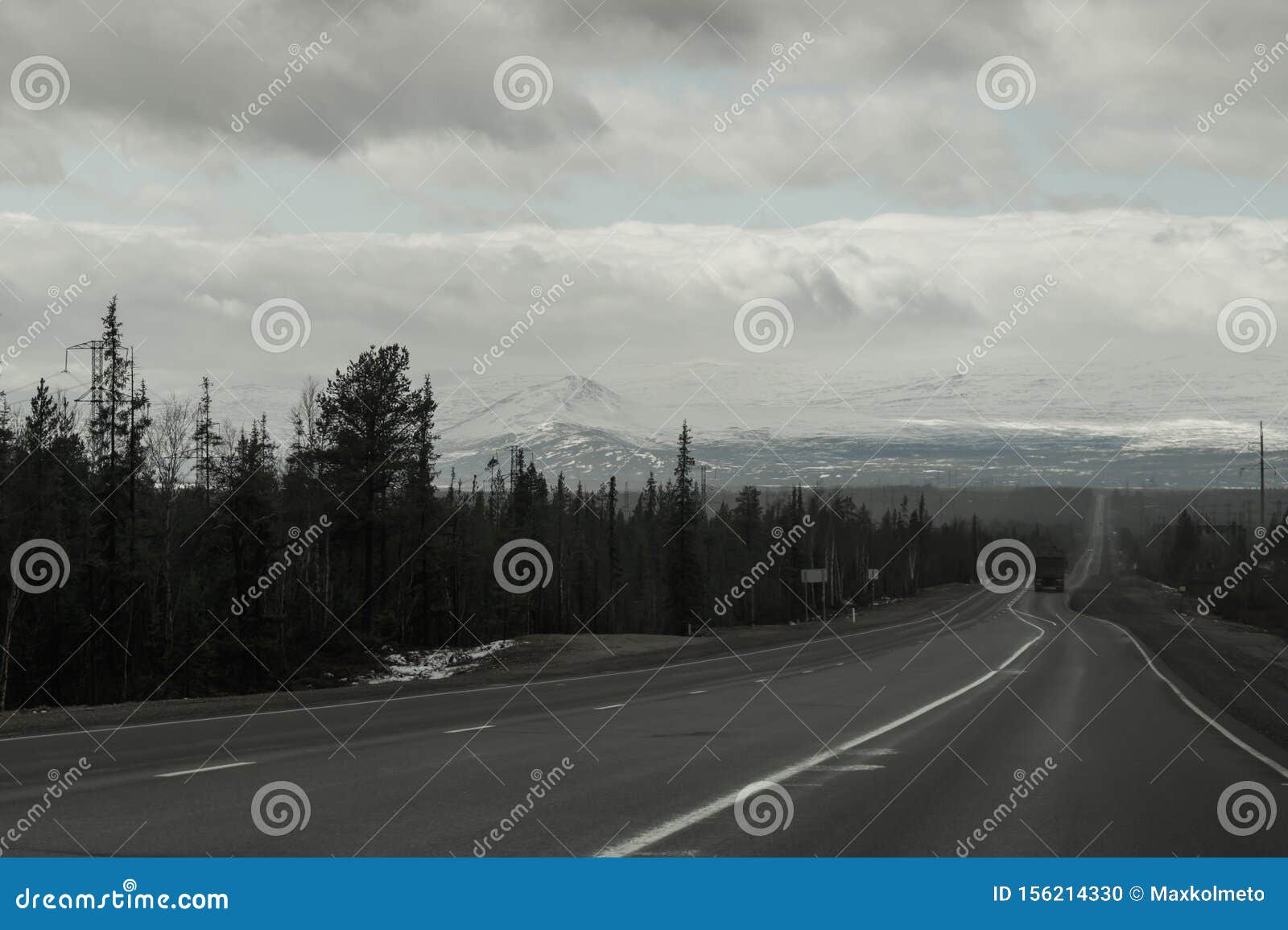 Mountain Road. Highway in Mountains. Way with Long Distance View Stock ...