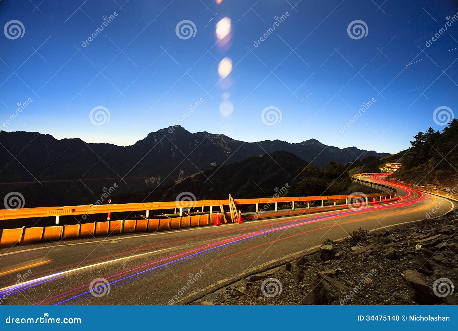 Mountain road in night stock photo. Image of outdoor - 34475140