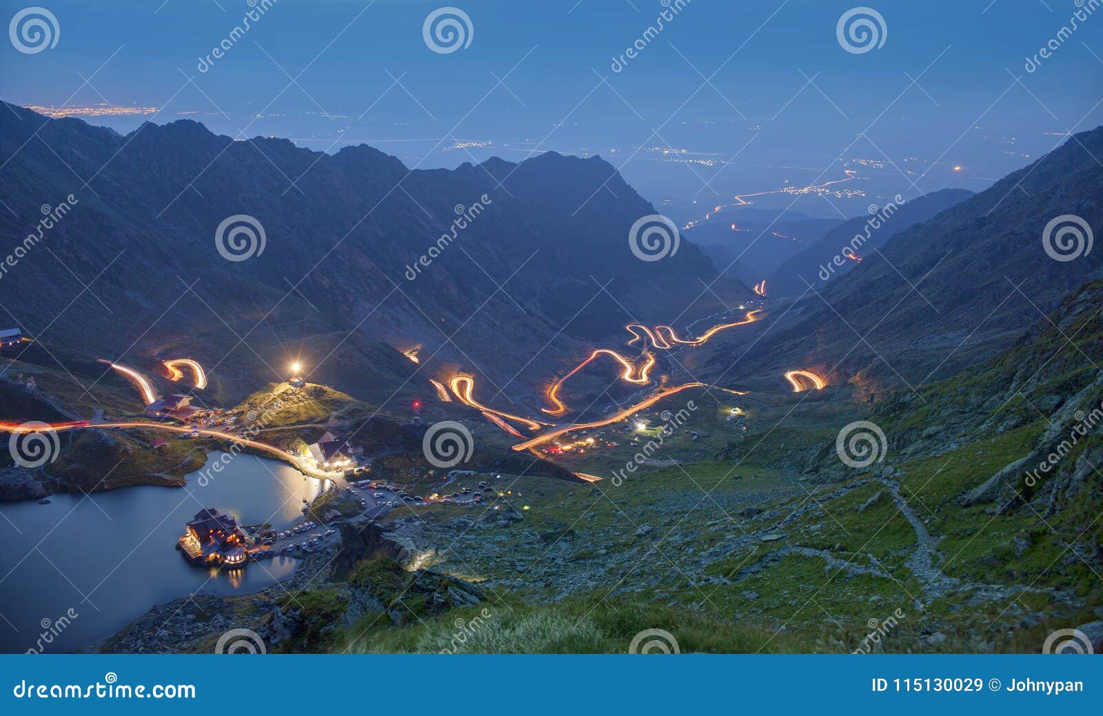 Mountain road at night. stock image. Image of road, dusk - 115130029