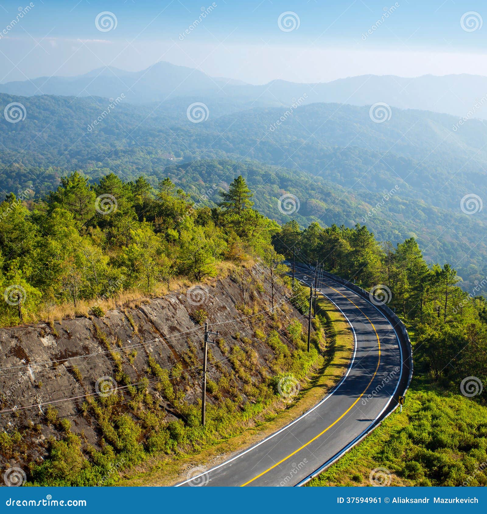 Mountain Road and a Scenic View Stock Image - Image of alpine, summer ...