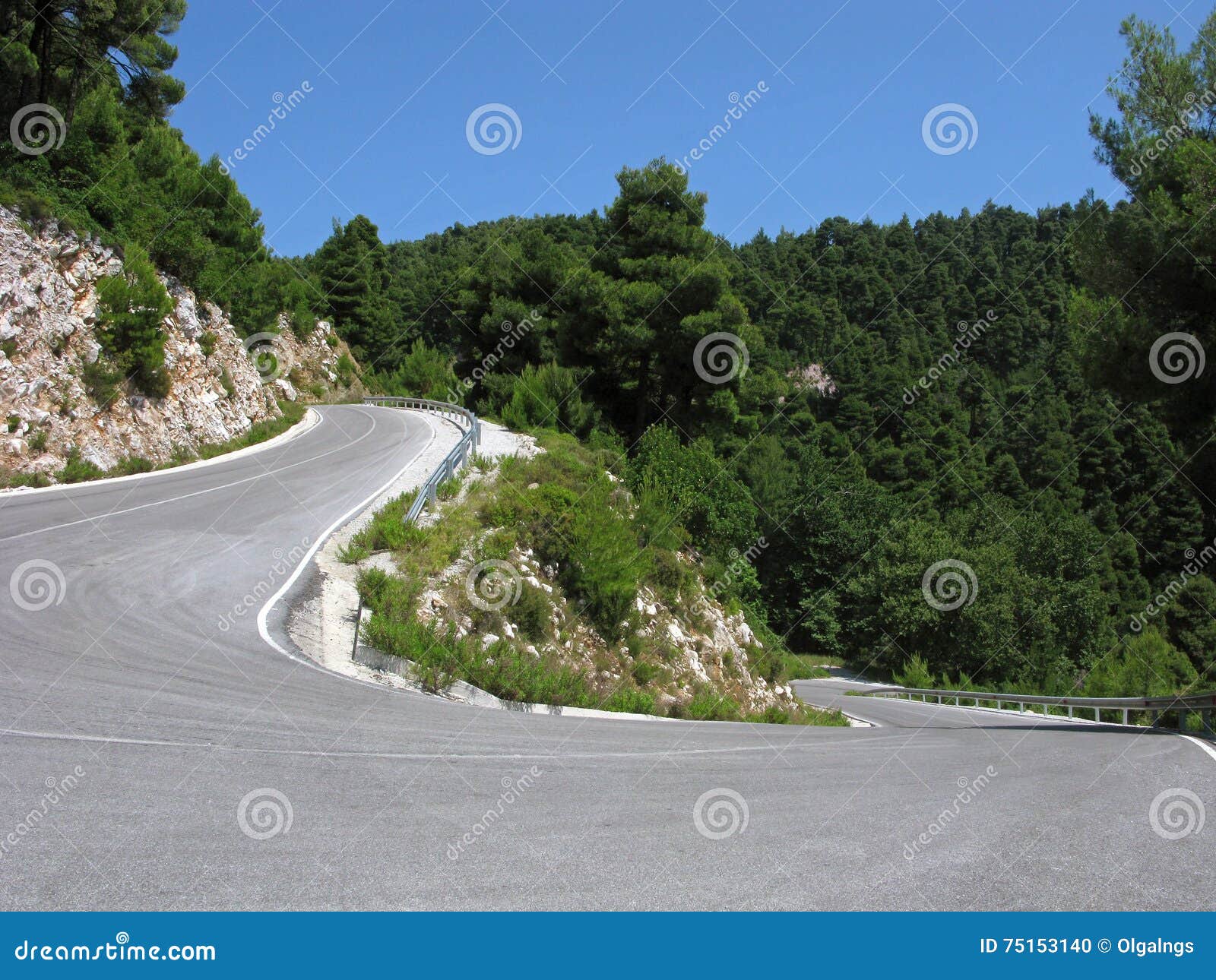 Mountain Road with Sharp Turn Stock Photo - Image of landscape ...