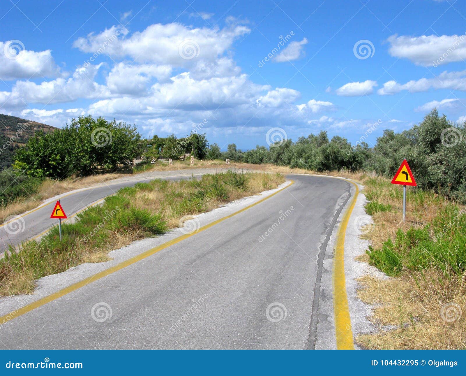 Mountain Road, Sharp Turn, Road Signs Stock Image - Image of journey ...