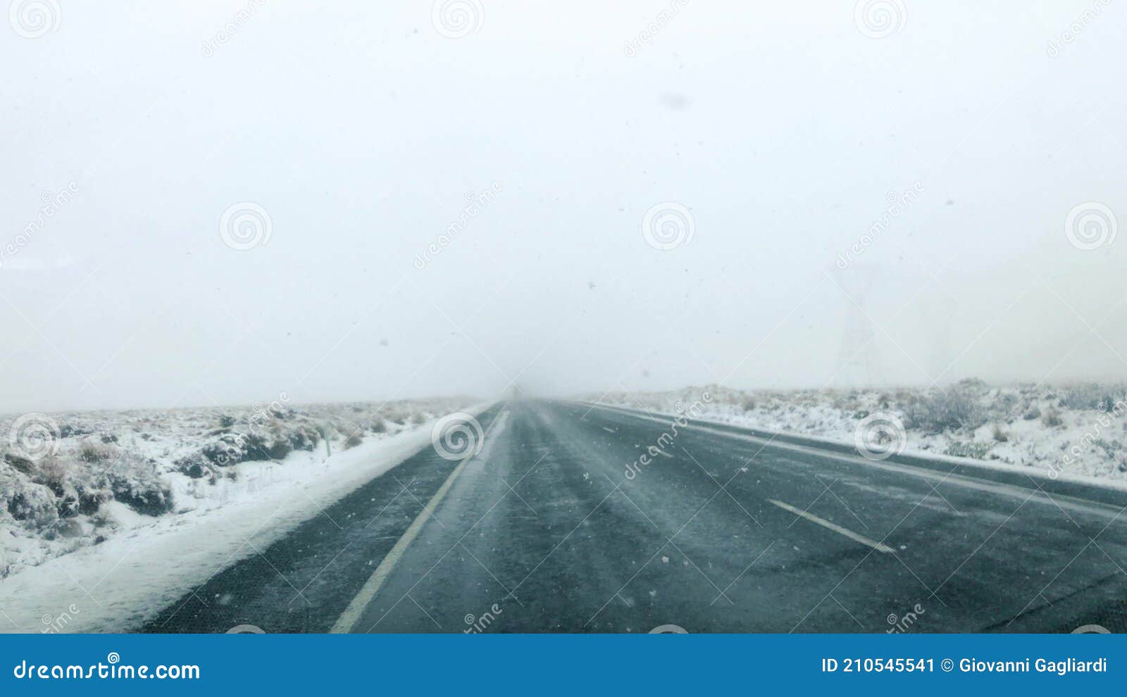 Mountain Road during a Snow Winter Storm Stock Image - Image of blue ...