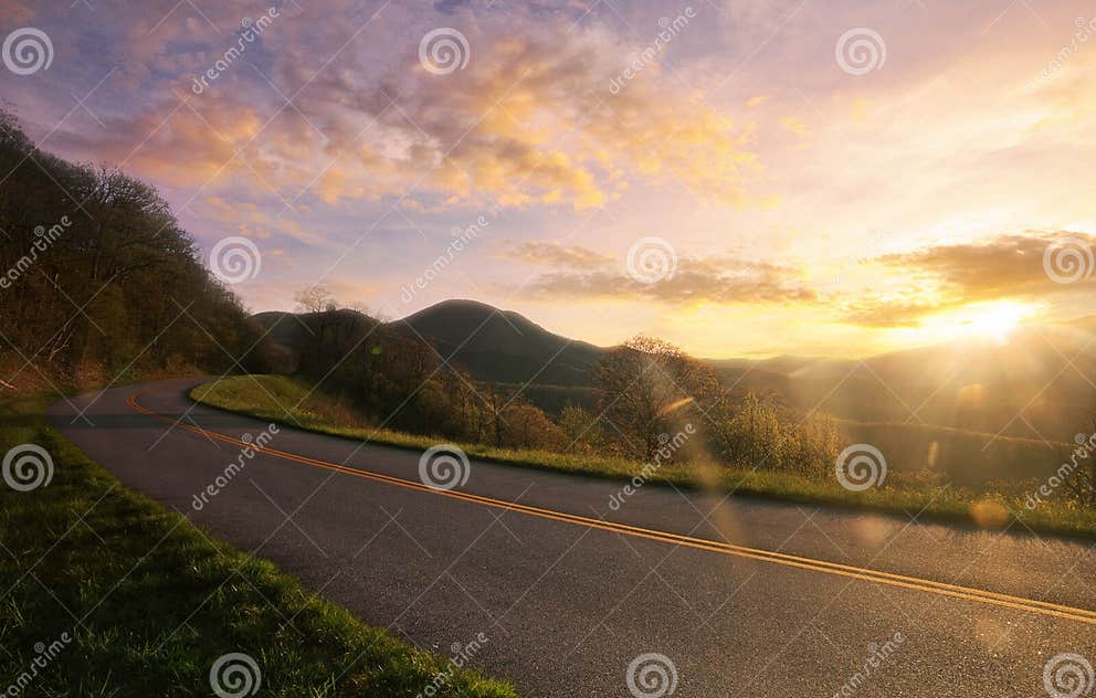 Mountain road sunset stock photo. Image of carolina, sunrise - 31148816