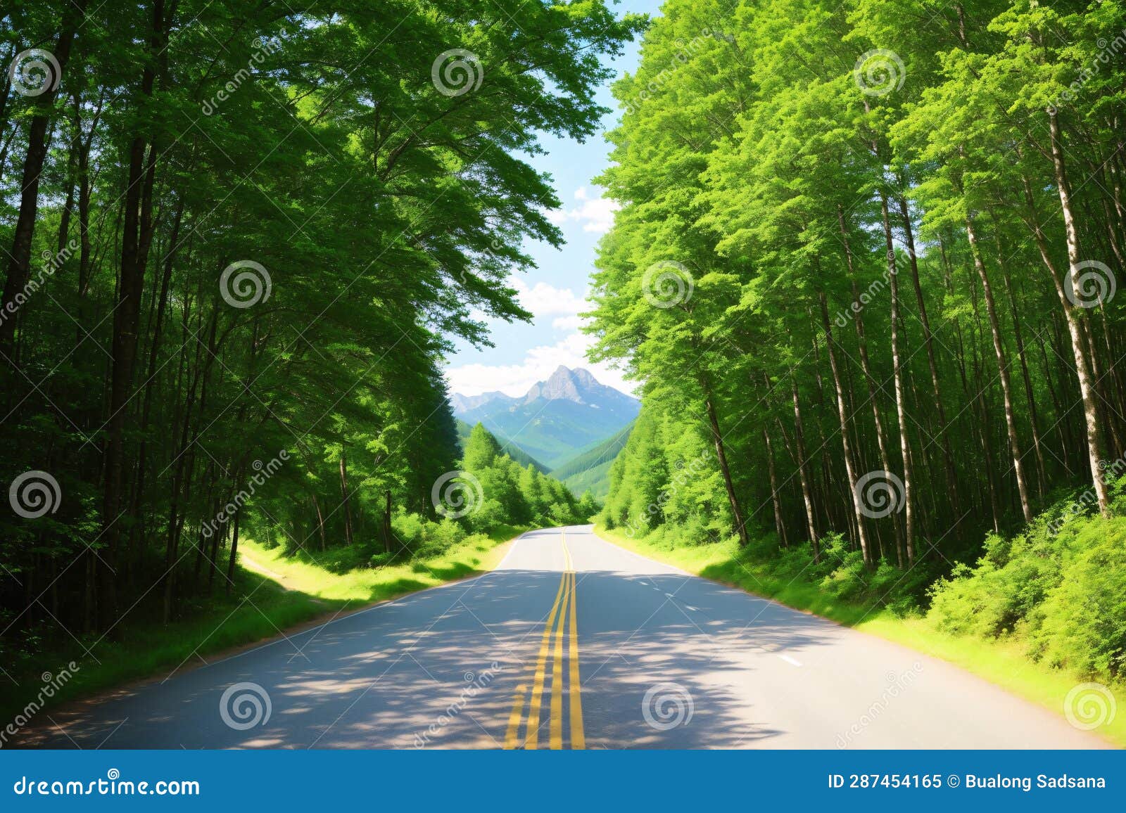 A Mountain Road among the Trees. Stock Illustration - Illustration of ...