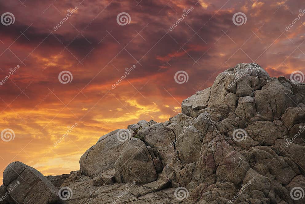 Mountain rock over sunset stock image. Image of colorful - 27172431