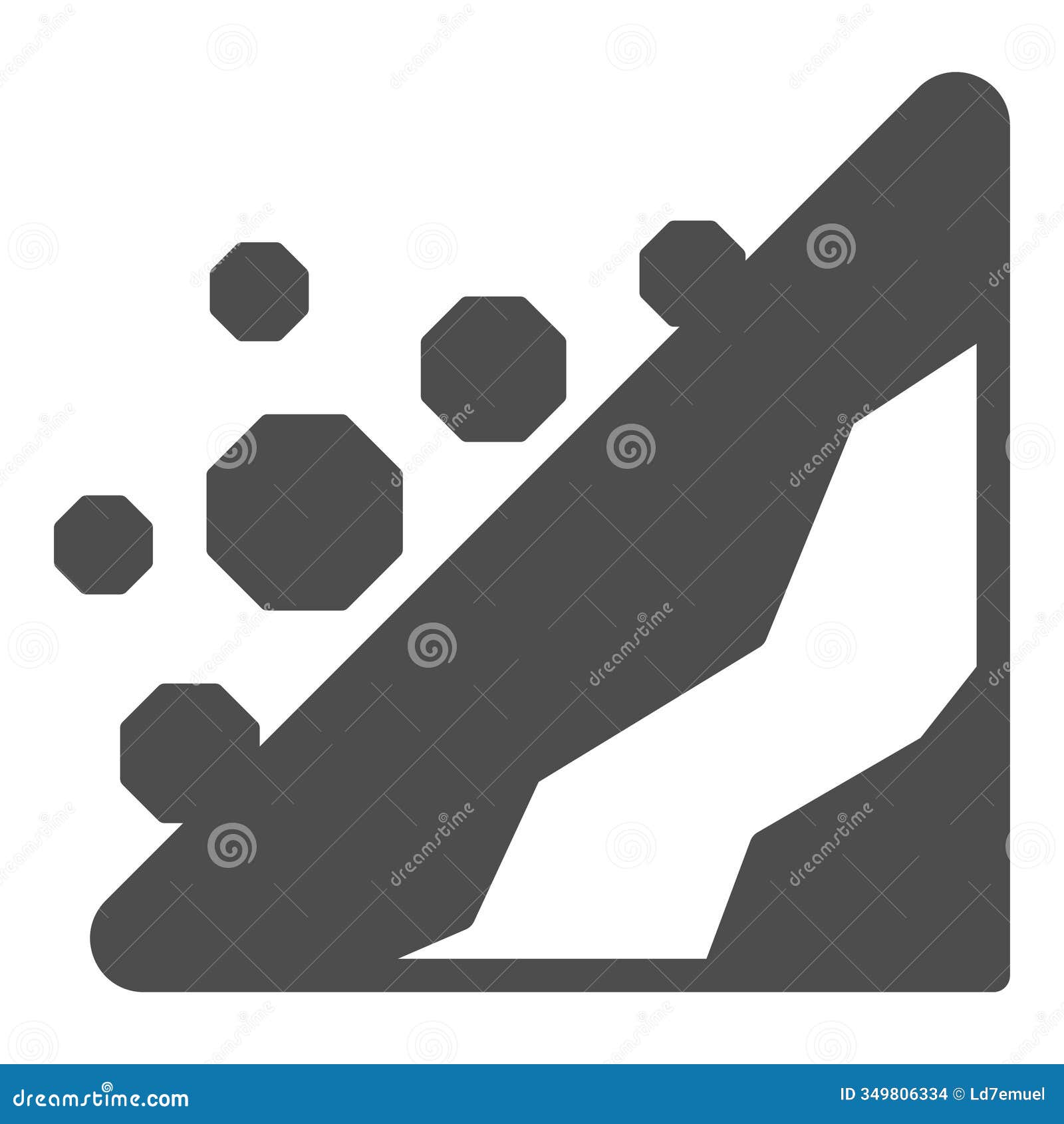 Mountain Rockfall Solid Icon, Insurance Event Concept. Vector Graphics ...