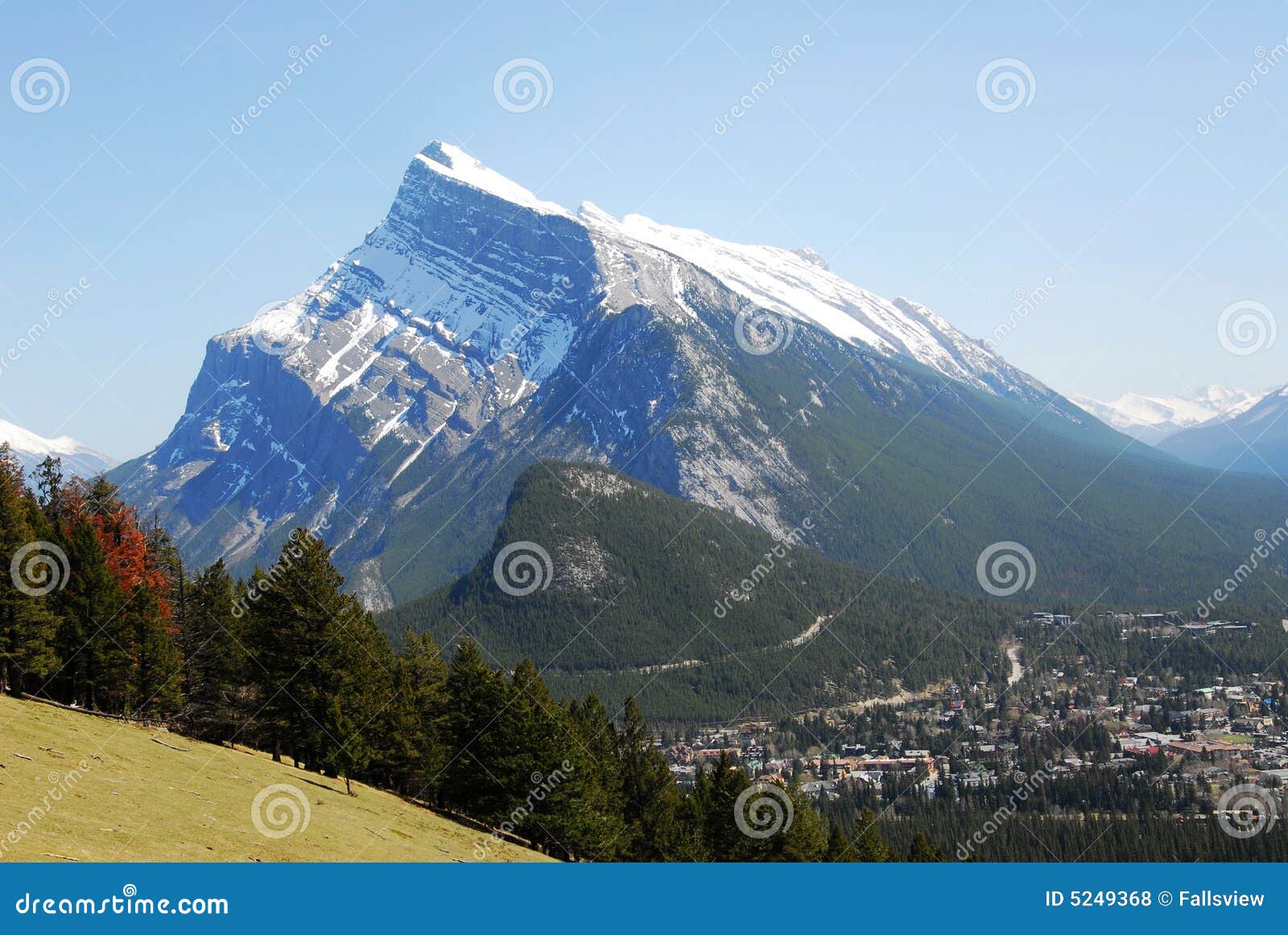 Mountain Rundle and Banff Town Stock Photo - Image of snowy, scene: 5249368
