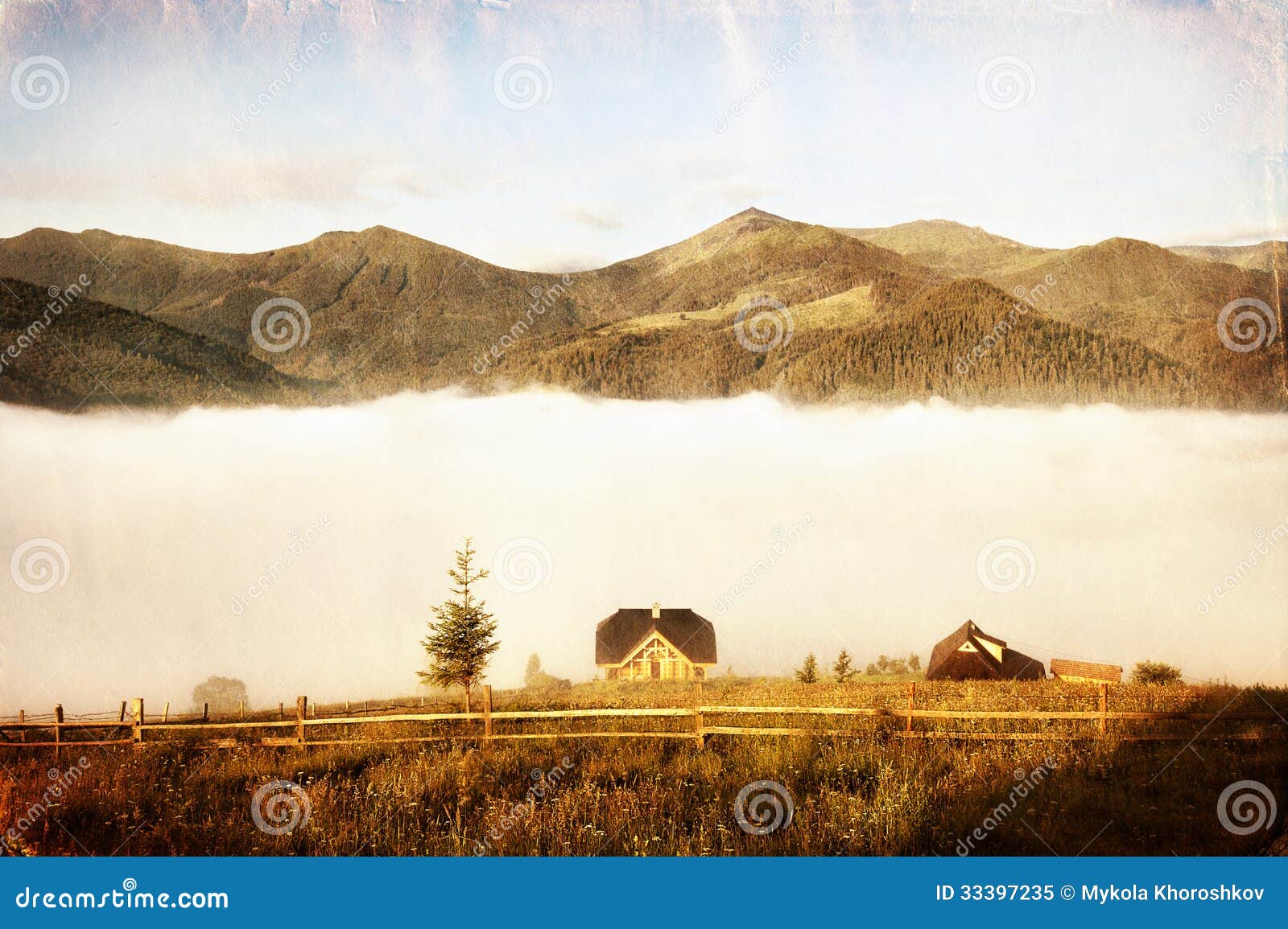 Mountain rural landscape stock image. Image of fense - 33397235