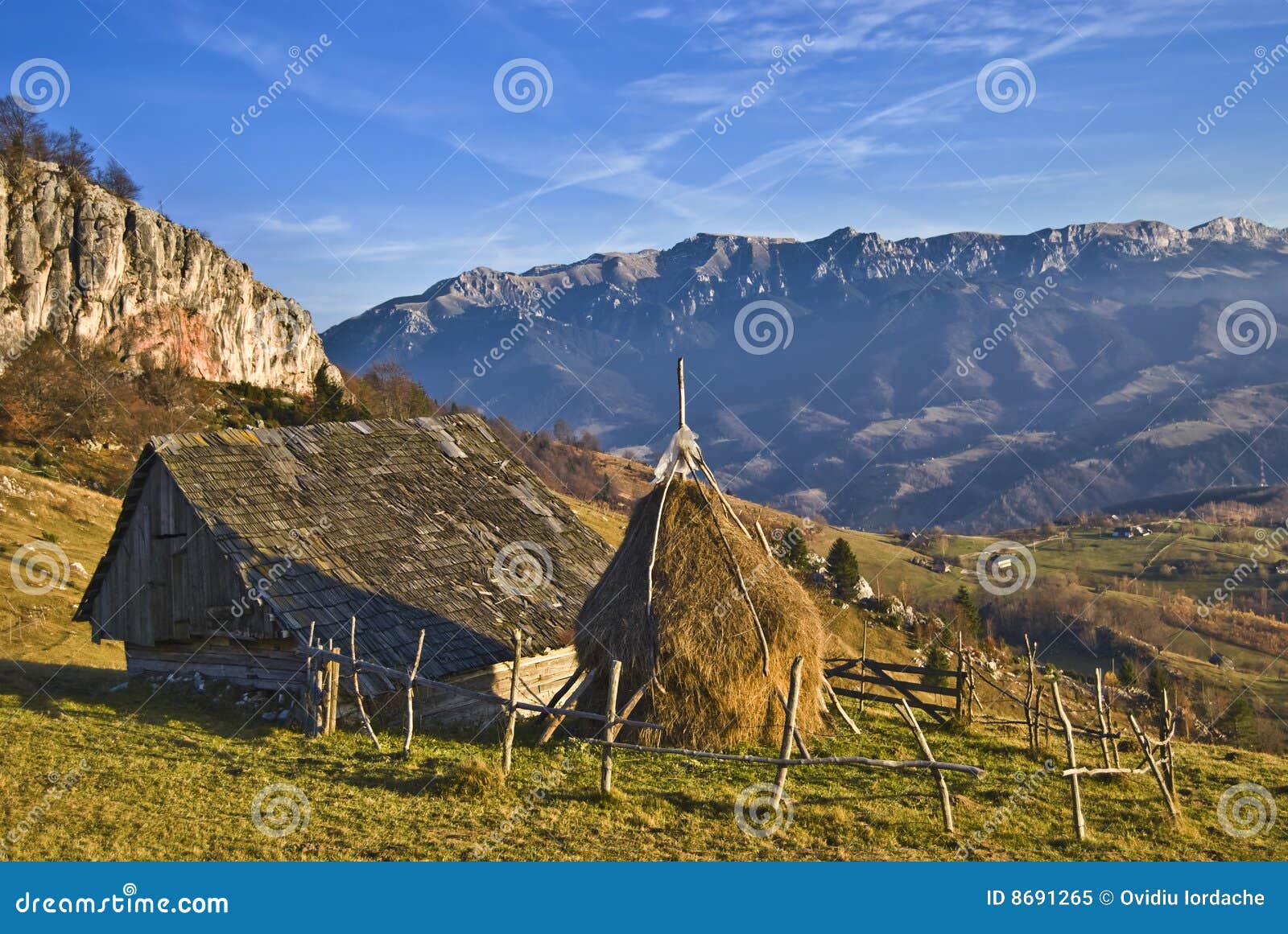 Mountain Rustic Village Landscape Stock Image - Image of rock, color ...